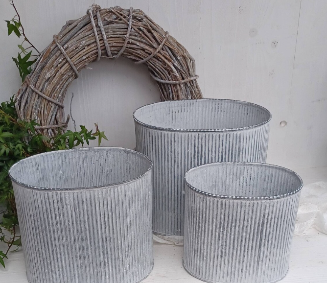 Handmade Large Galvanized Rustic Metal Planter Set Garden Supplies for ...