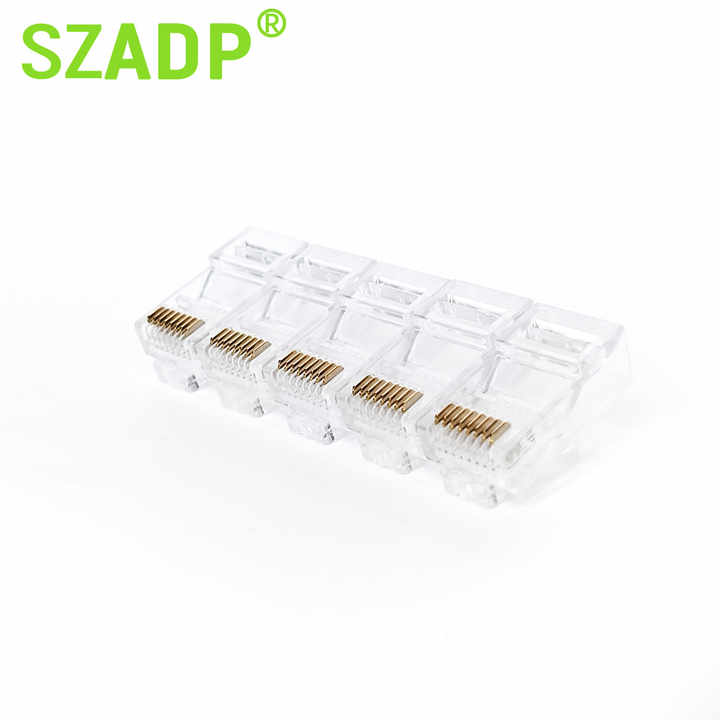 RJ45 Pass Through Plug Cat5e Cat6 Cat6A 8P8C Modular Connector UTP ...