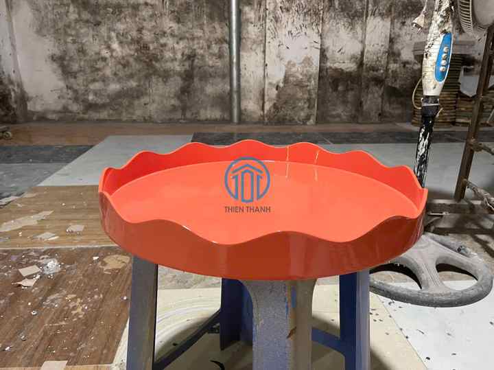 New design scalloped design round lacquer tray made in Vietnam with ...