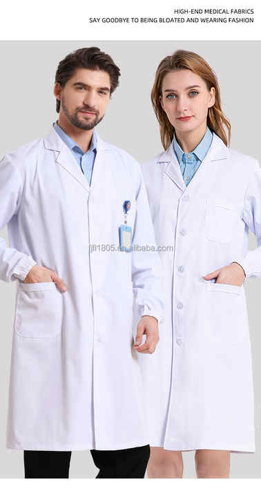 White Coat Long Sleeve Doctor Uniform Laboratory Hospital Pharmacy ...