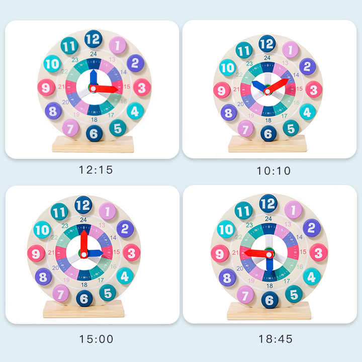 Wooden Shape Color Sorting Clock - Montessori Puzzle