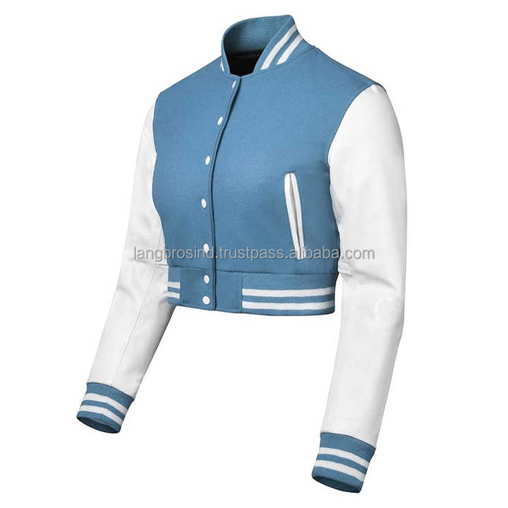 2021 Women's Custom Letterman Varsity Jacket Wholesale Crop Plain Dyed ...