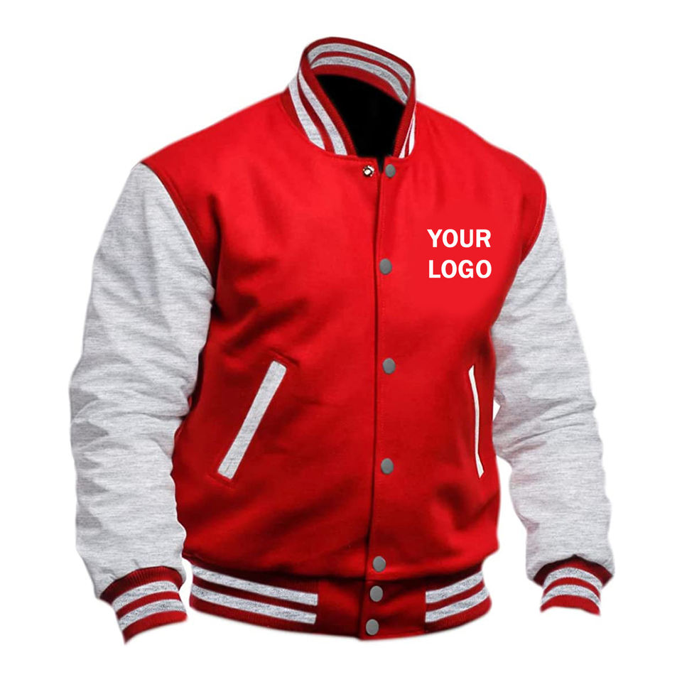 Hot Sale 2026 Letterman Jacket Men Custom Printed Red And Grey Men's ...