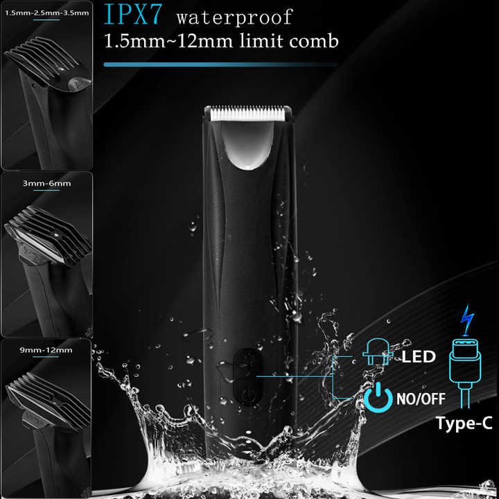 Professional Ceramic Rechargeable Electric Hair Shaver Waterproof Body ...