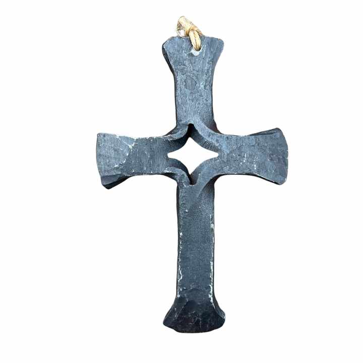 Hand Forged Medieval Split Cross Is Handmade And Blackened With A High