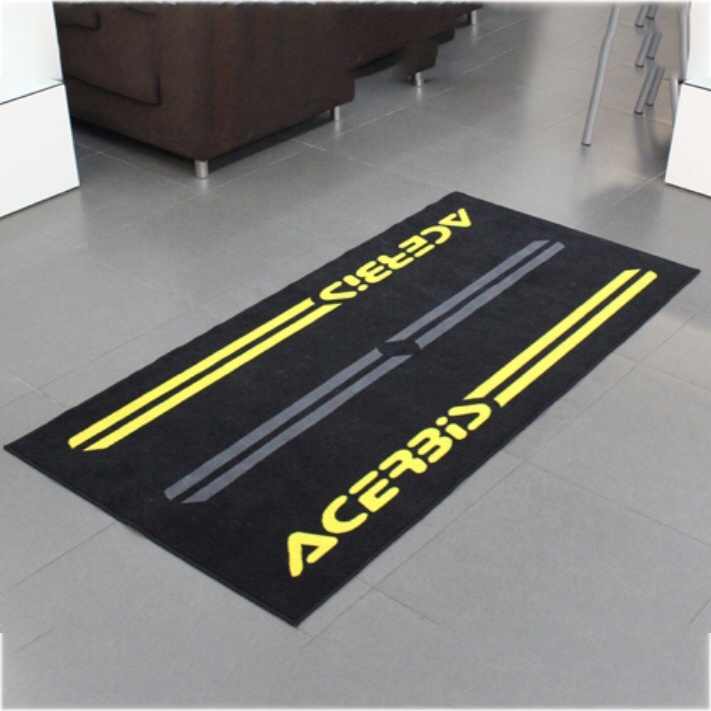 Heavy Duty Rubber Garage Logo Mat ACERBIS MOTOR Race Black Yellow Pit ...