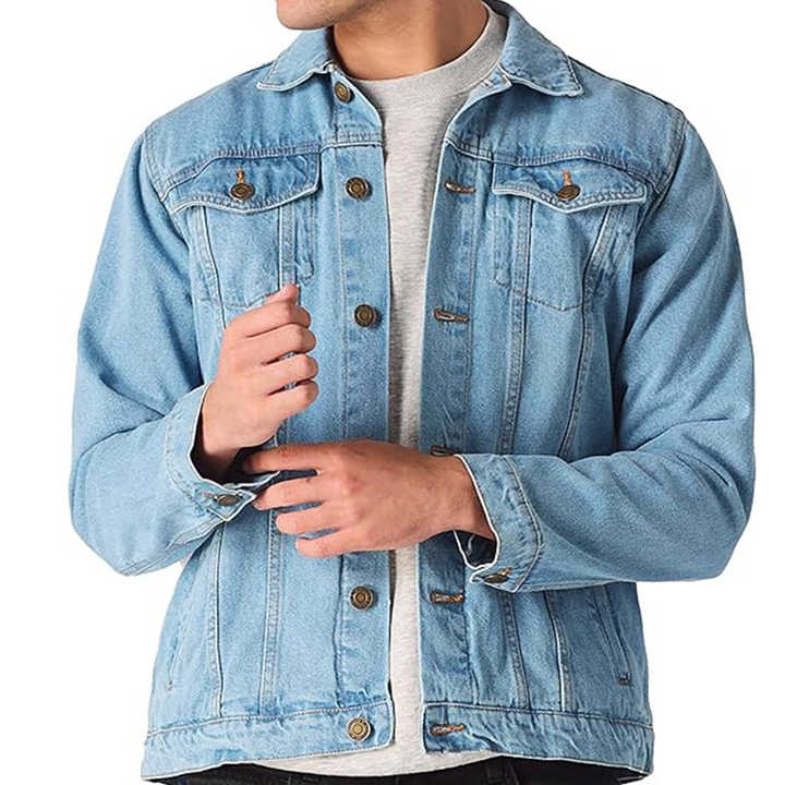 Custom Jean Jacket Print Basic Men Casual Solid Color