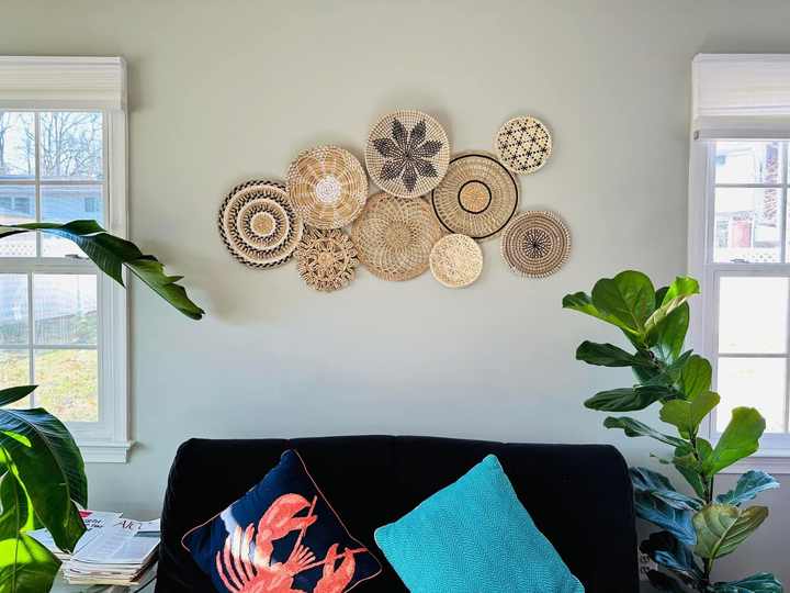 Rattan Bamboo Boho Wall Basket Decor Seagrass Wall Decor Round Handmade ...