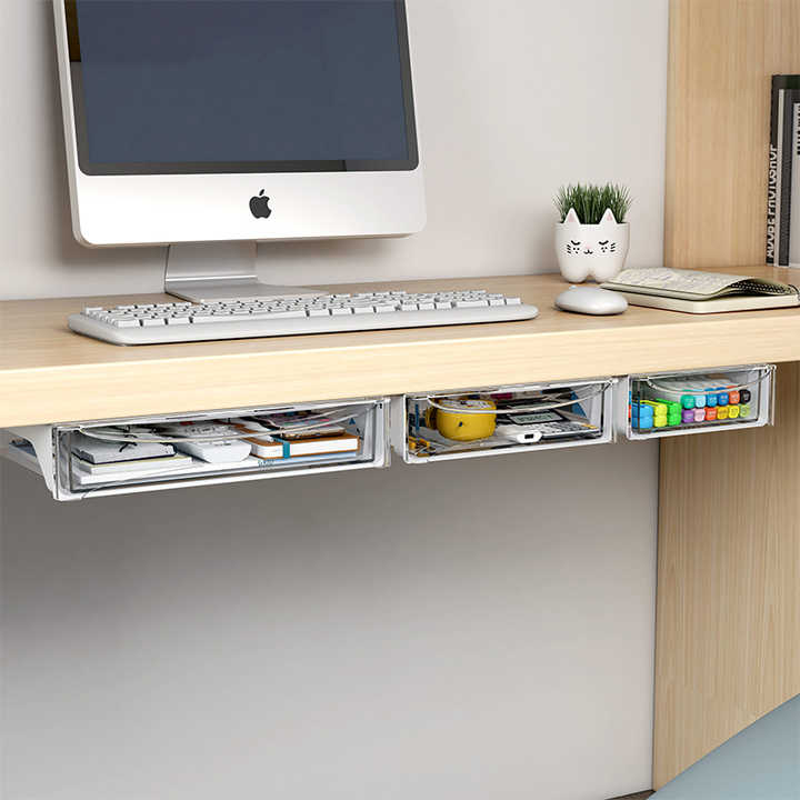 Hanging Under Desk Storage Adhesive Attachable Under Desk Storage ...
