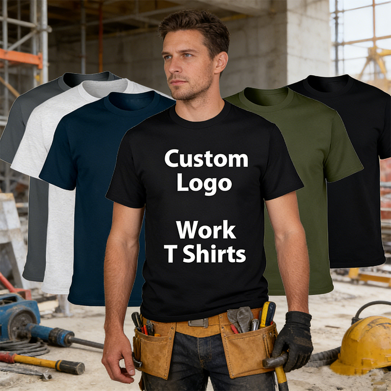 Custom Working T Shirts for Men with Logo 100% Cotton Work Wear Black ...