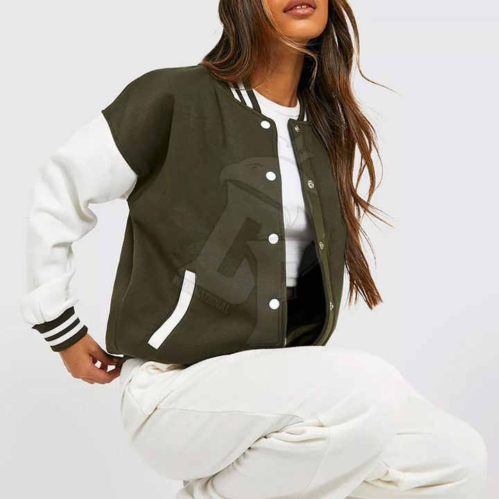 Premium Quality Fabric Women Letterman Jacket In Customized Color And ...