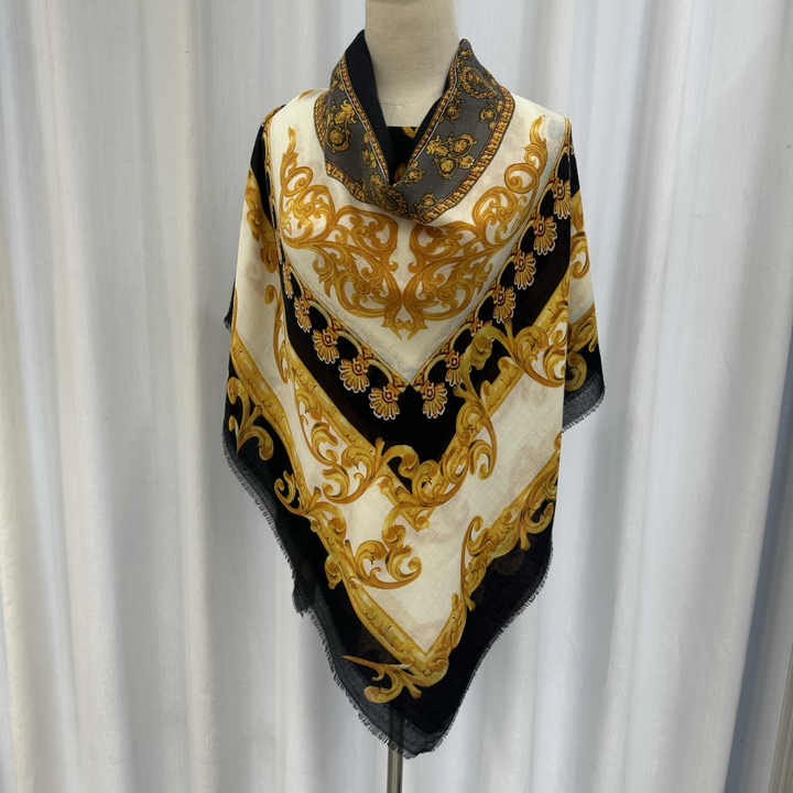 Wholesale Black Women Fancy Viscose Square Cotton Scarf