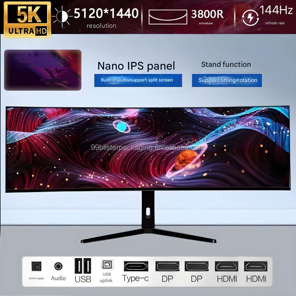 49 Inch 5K Ultrawide Curved Monitor Split Screen Gaming Productivity ...