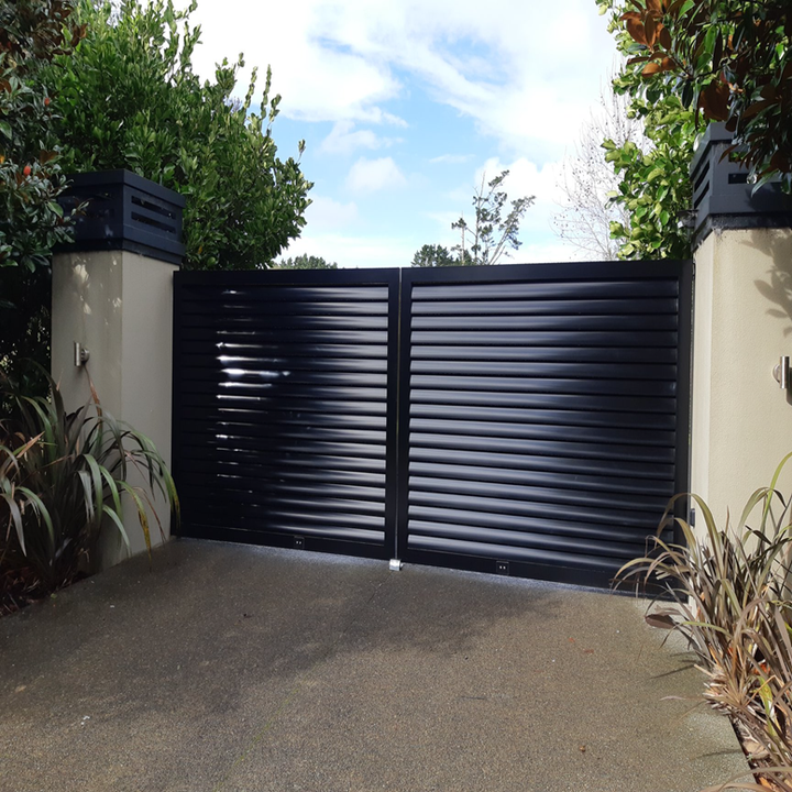 Customized Black Aluminum Metal Fence Panel Aluminum Slat Gate Modern ...