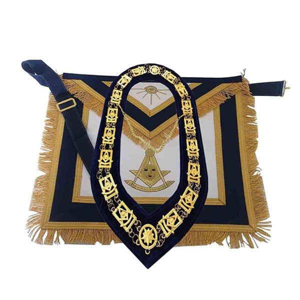 Masonic Regalia Past Master Golden Metallic Thread Embroidered Apron ...