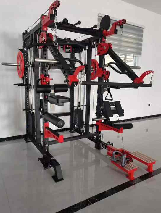 Multi Functional 3D Smith Machine Cable Crossover Trainer Squat Rack ...