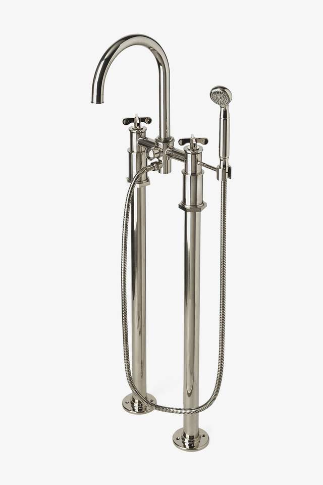 High Quality Floor Mounted Bathtub Shower Faucet Dual Handle Bathroom ...