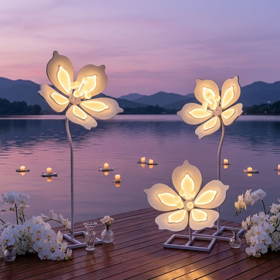 Giant Artificial Flower Stand LED Luminous Petal Lamp for Banquet Hall ...