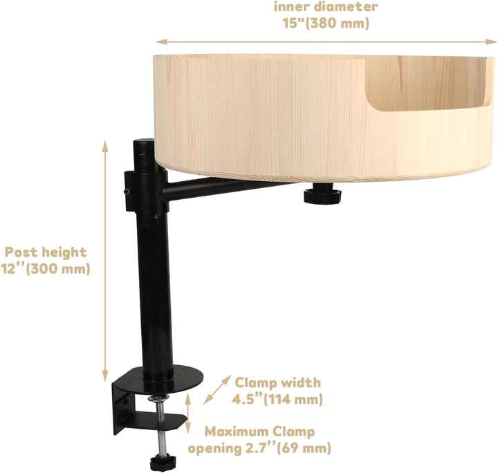 360° Rotation and Adjustable Height Cat Perch Bed Desk with Pet Mat ...