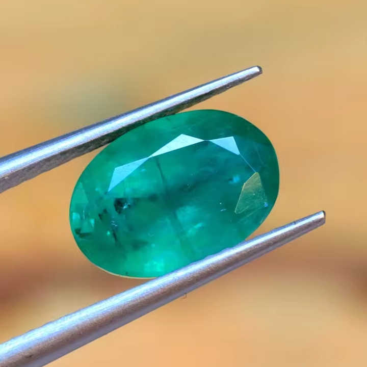 Genuine Emerald Faceted Cutting Stone Oval Shape Polished Zambian ...