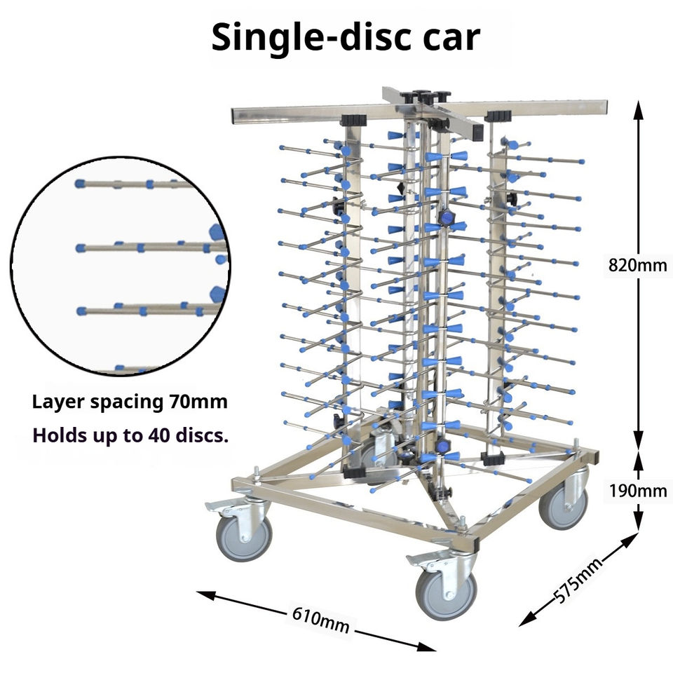 Stainless Steel Plate Rack Trolley Cart with 40 Plate Capacity for ...