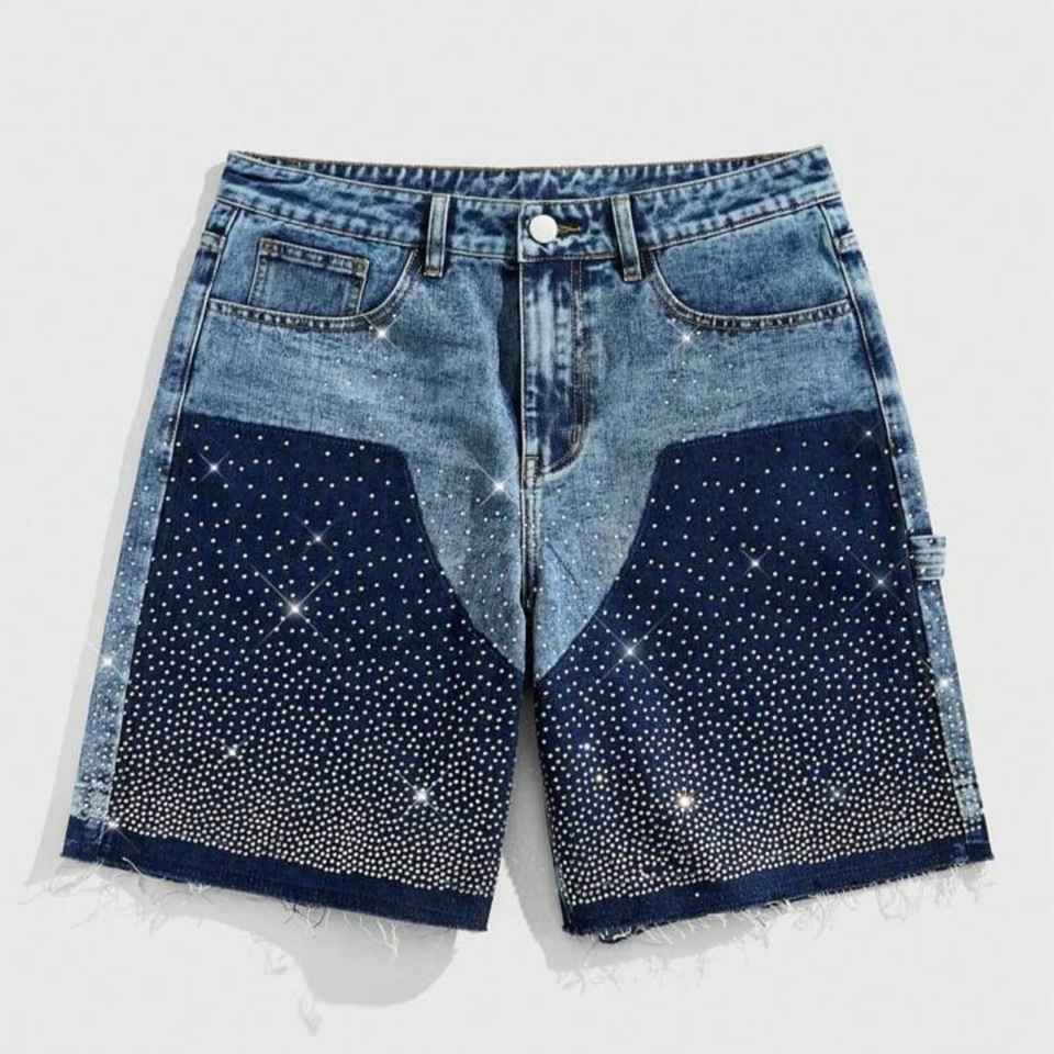 Distressed Washed Raw Hem Denim Ripped Jeans Shorts Jorts Distressed ...