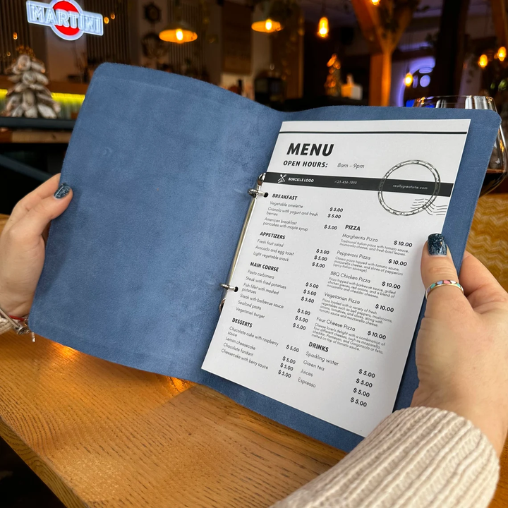 Custom Restaurant Menu Folder Low MOQ Different logo A5 PU Leather ...