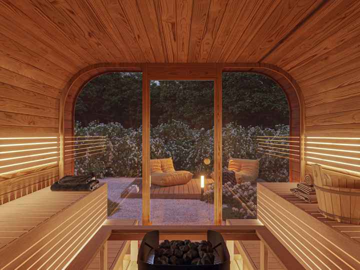 Outdoor Sauna Window View Traditional Canadian Red Cedar Sauna Room ...