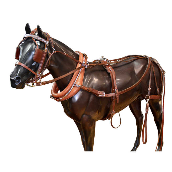 Handmade Custom Driving Harness - Antique Brown Leather
