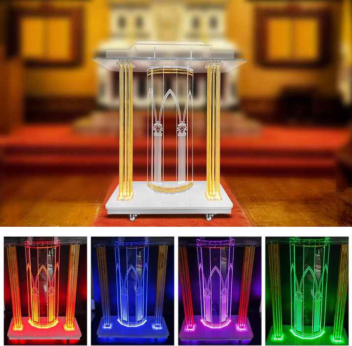 Acrylic Pulpit for Church - LED Lighting & Customizable