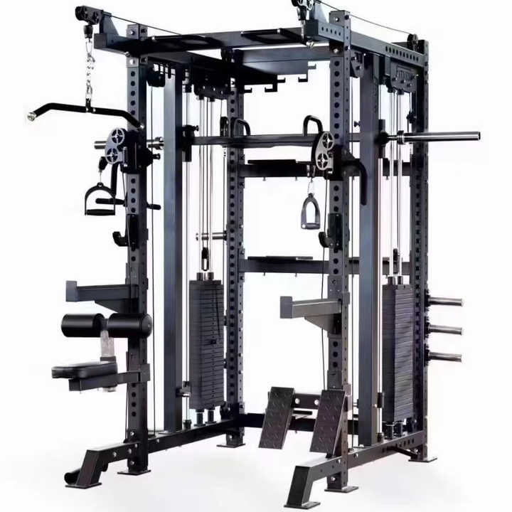 Multi Functional 3D Smith Machine Cable Crossover Trainer Squat Rack ...