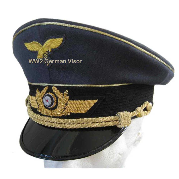 WW2 Luftwaffe Generals Visor Hat by EREL with Embroidered Badges