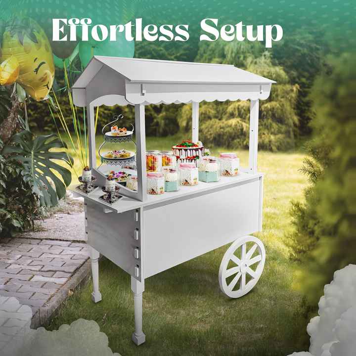 Stylish Wooden Candy Cart on Wheels for Parties & Weddings