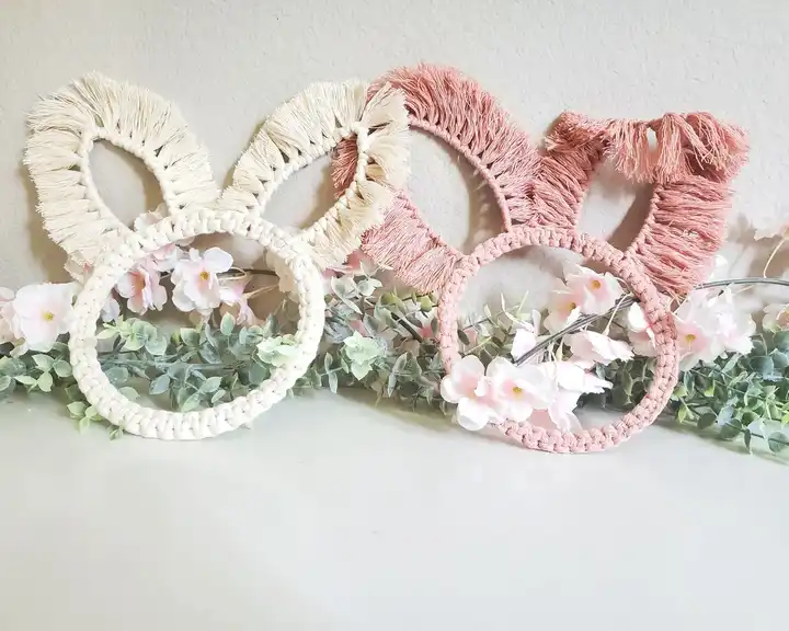 Macrame Bunny Ears Decorations for Easter - Handcrafted from Vietnam