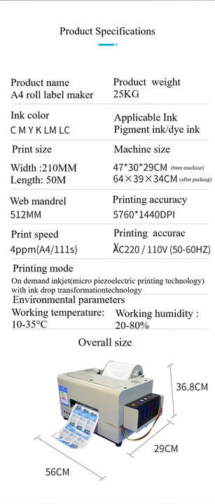 Kaleidoscope A4 Color Label Inkjet Printer - Compact & Efficient