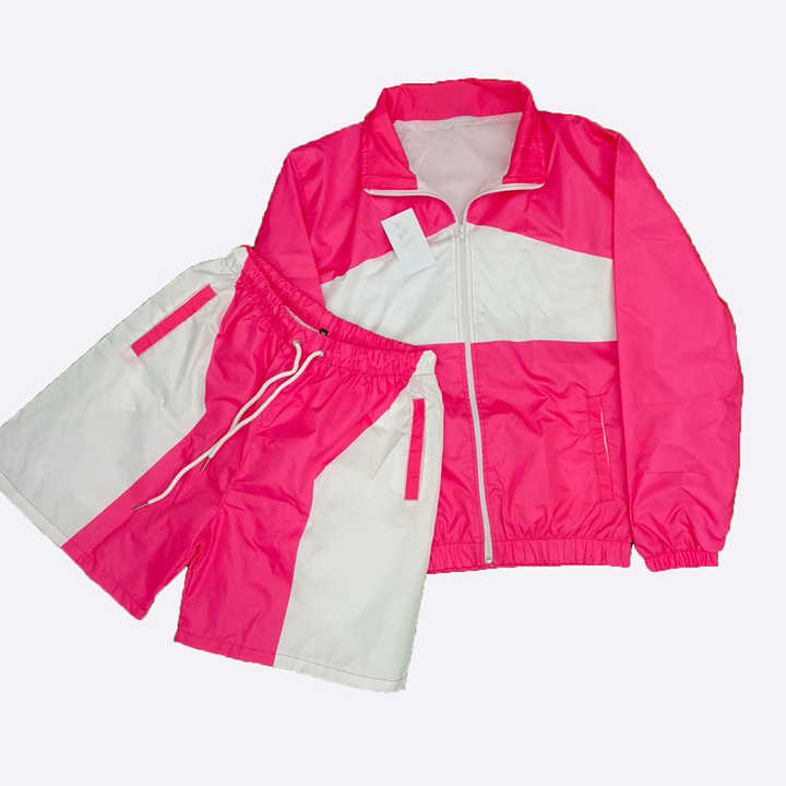 Custom 2026 Men's Nylon Windbreaker Tracksuit Set Zip Hoodie Shorts ...