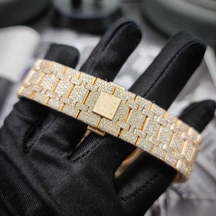 Luxury Men's 46mm Custom Bling Iced Gold Diamond Chronograph Full ...