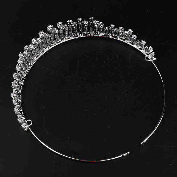 Elegant 925 Silver Queen Tiara High-Profile Royal Crown Pear Marquise ...