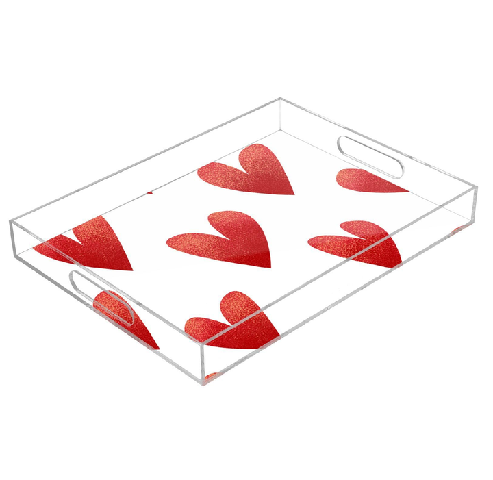 Transparent Rectangle Acrylic Trays Heart Shaped Customizable Luxury ...