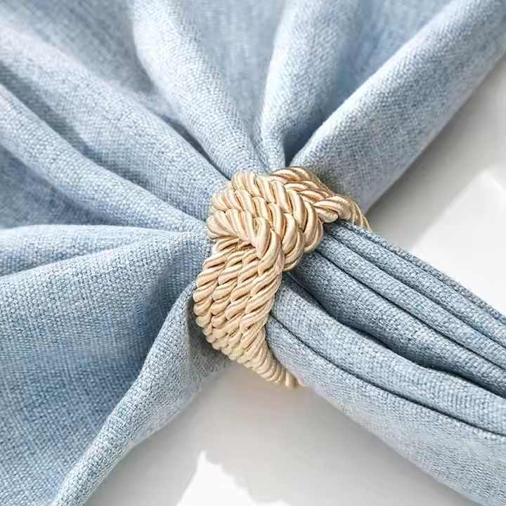 Elegant and Minimalist Burgundy Woven Napkin Rings with Fabric Loops ...