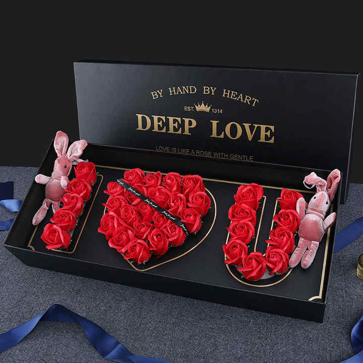 BLH Heart Roses Flower Box - Romantic I LOVE YOU Gift