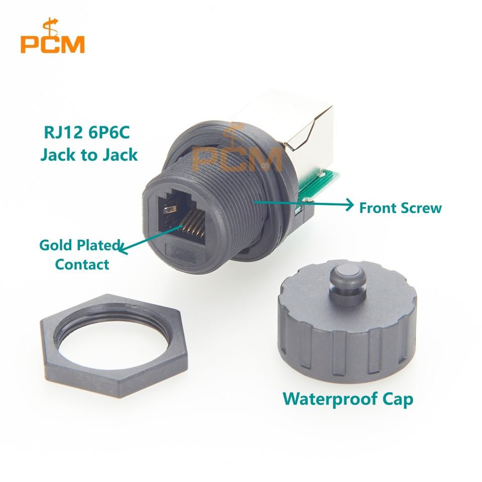 Waterproof RJ12 6P6C Female to Female Feedthrough Panel Mount Outdoor ...