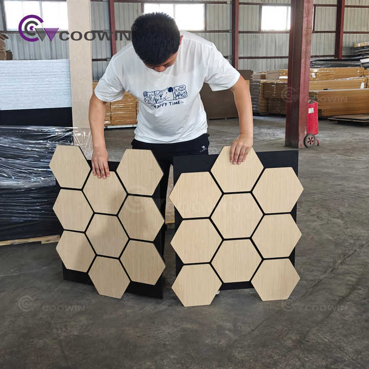 Hexagon Wall Panel Interior design Wooden Slat Acoustic Panel Sound ...