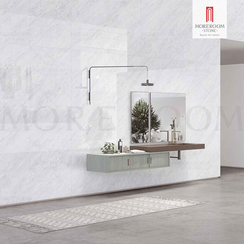 Modern Panda White Marble Sintered Stone Bathroom Cabinet Vanity Top ...