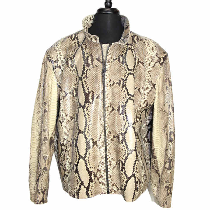 Men's Genuine sheepskin snake skin printed Embossed Leather aligattor snake Suede Motorcycle ...