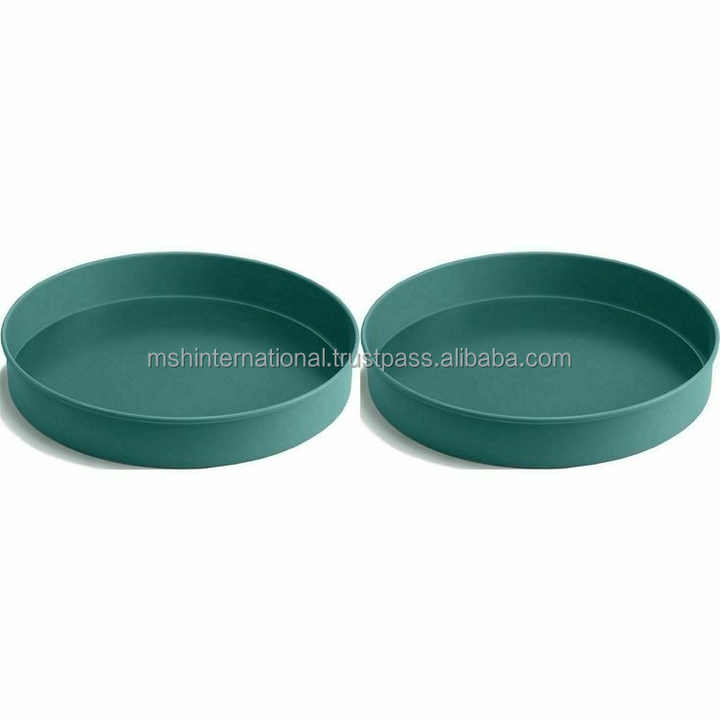 Round Galvanized Metal Serving Tray Set with Rivets on the Border With ...
