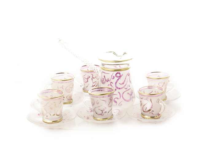 Egyptian Handmade Glass Tea Set Arabic Love-Style Hand-Painted ...