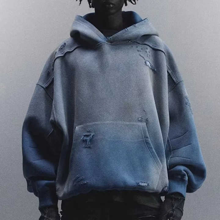 Sun Faded Hoodie French Terry Custom Distressed Destroyed Heavy 100% ...
