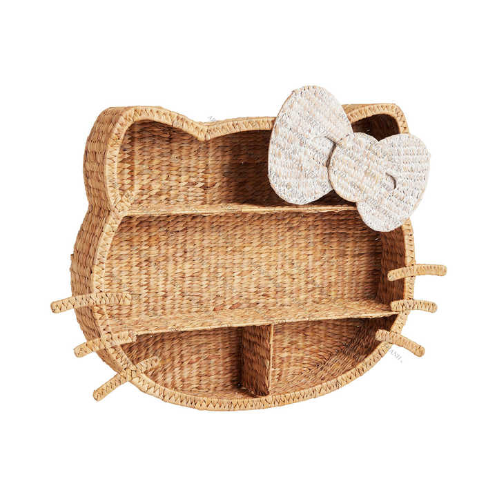 High Quality Woven Water Hyacinth Hello Kitty Bookcase Woven Wall Shelf ...
