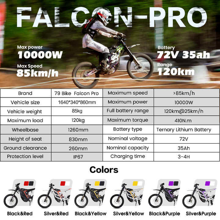 72V 10000W Electric Dirt Bike Falcon Pro Powerful Off Road Electric ...